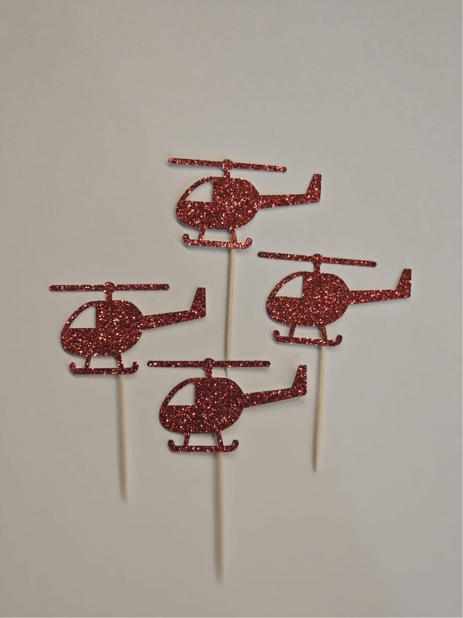 Helicopter Cupcake Toppers: Pink Glitter Chopper Party Decor (set of 12 ...