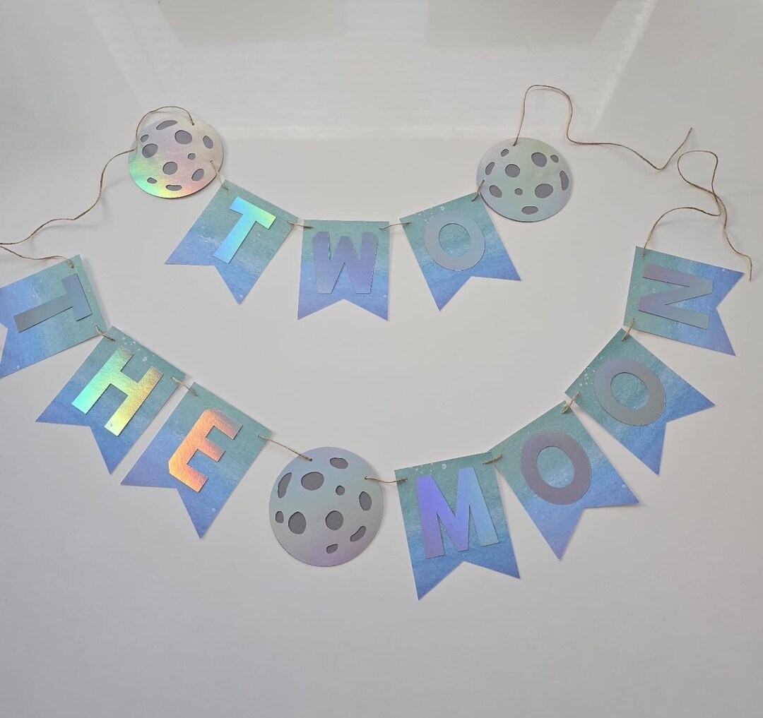 Space Banner, Moon Banner, Two the Moon Banner, Moon Birthday Banner ...
