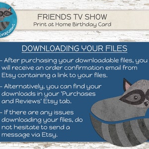 Friends TV Show Birthday Card and Envelope, Print at Home Greeting Card ...