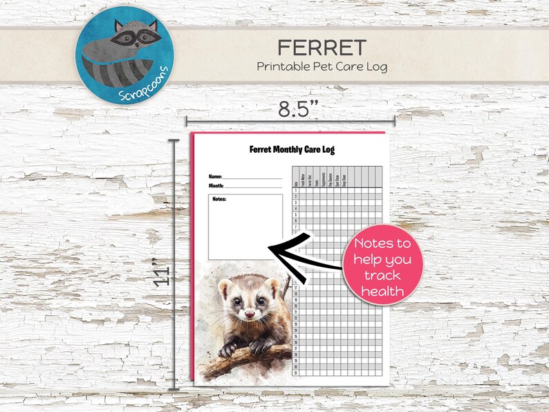 Ferret Care Log Tracker, Weekly & Monthly Printable - Etsy