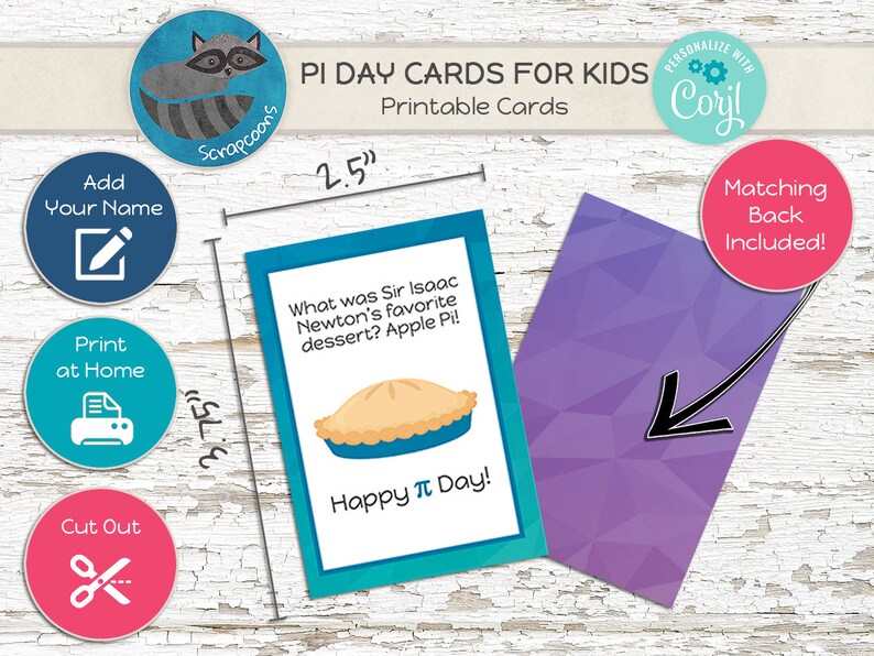Pi Day Cards for Kids, Print-at-home - Etsy