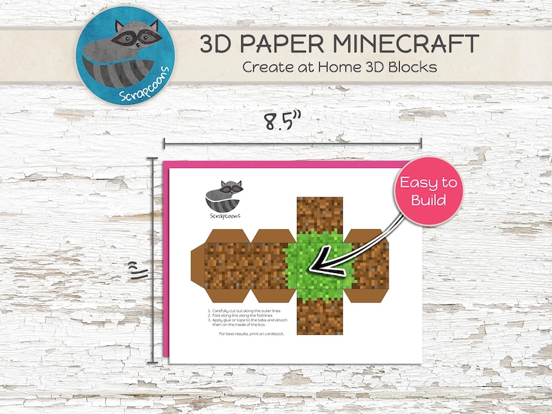 Printable Paper Miner Blocks for Kids - Cut, Fold, and Craft Away! - Etsy