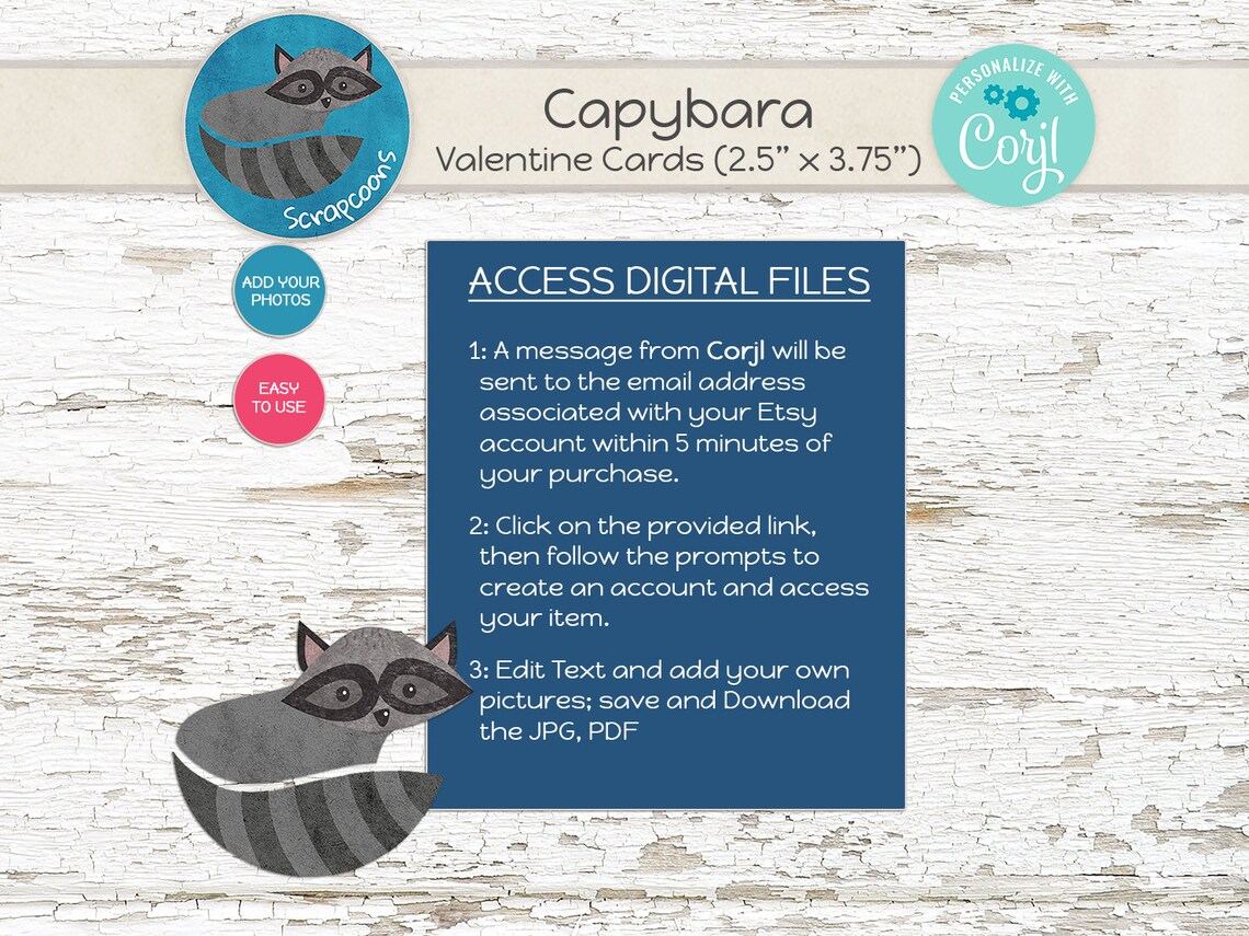 Capybara Valentine's Day Card Printable - Etsy