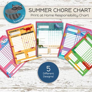 Summer Chore Chart for Kids – Printable Responsibility Chart - Etsy