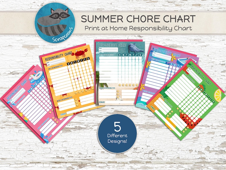 Summer Chore Chart for Kids – Printable Responsibility Chart - Etsy