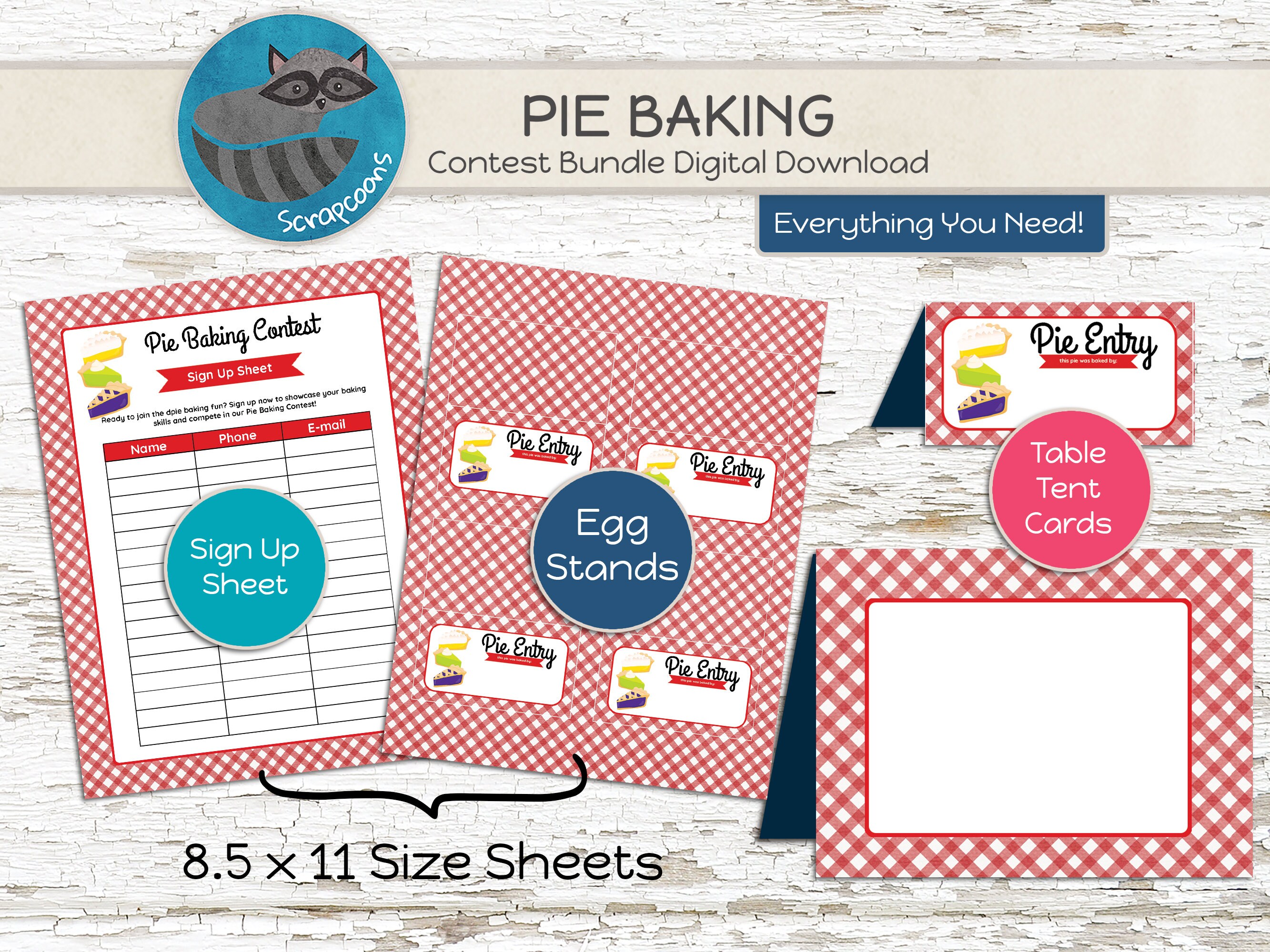 Pie Baking Contest Bundle, Sign up Sheet, Voting Ballot, Judge's Score ...