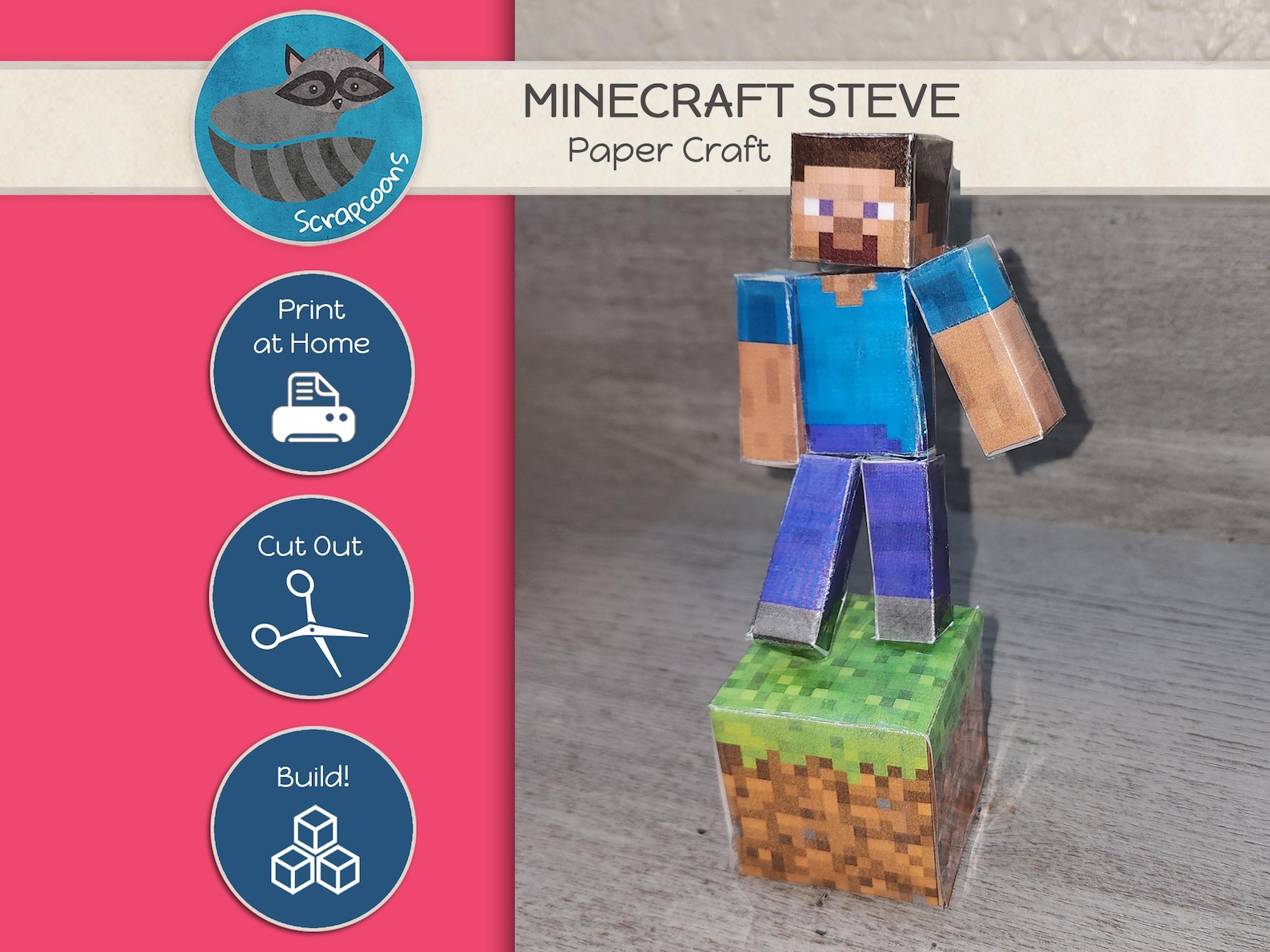 Printable Paper Minecraft Steve Craft for Kids Cut, Fold, and Craft ...