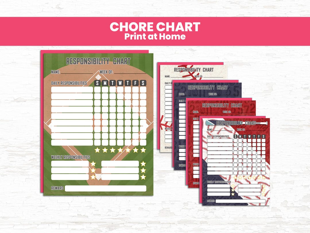 Baseball Chore Chart for Kids: Editable Daily Routine PDF Tracker - Etsy