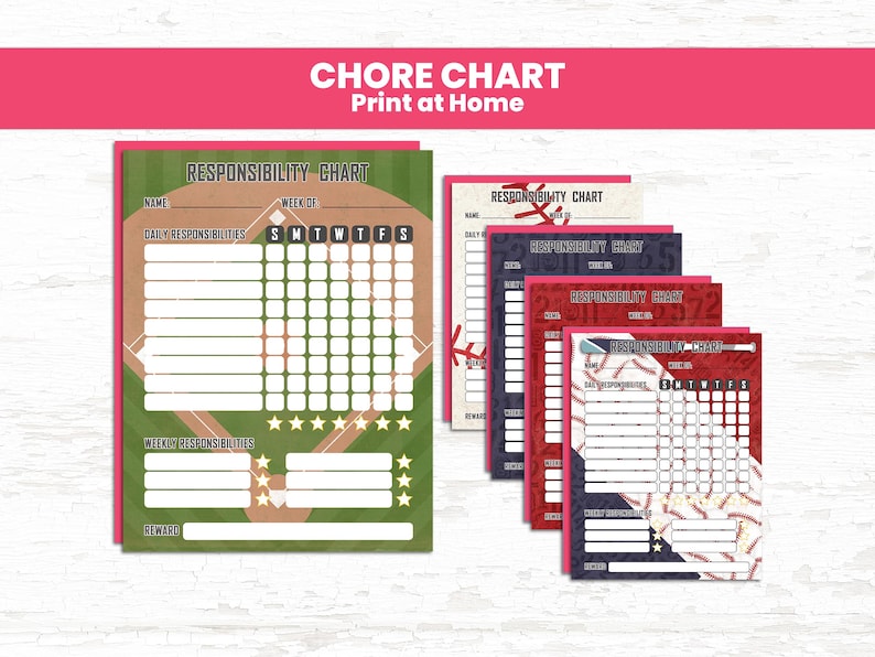 Baseball Chore Chart for Kids: Editable Daily Routine PDF Tracker - Etsy
