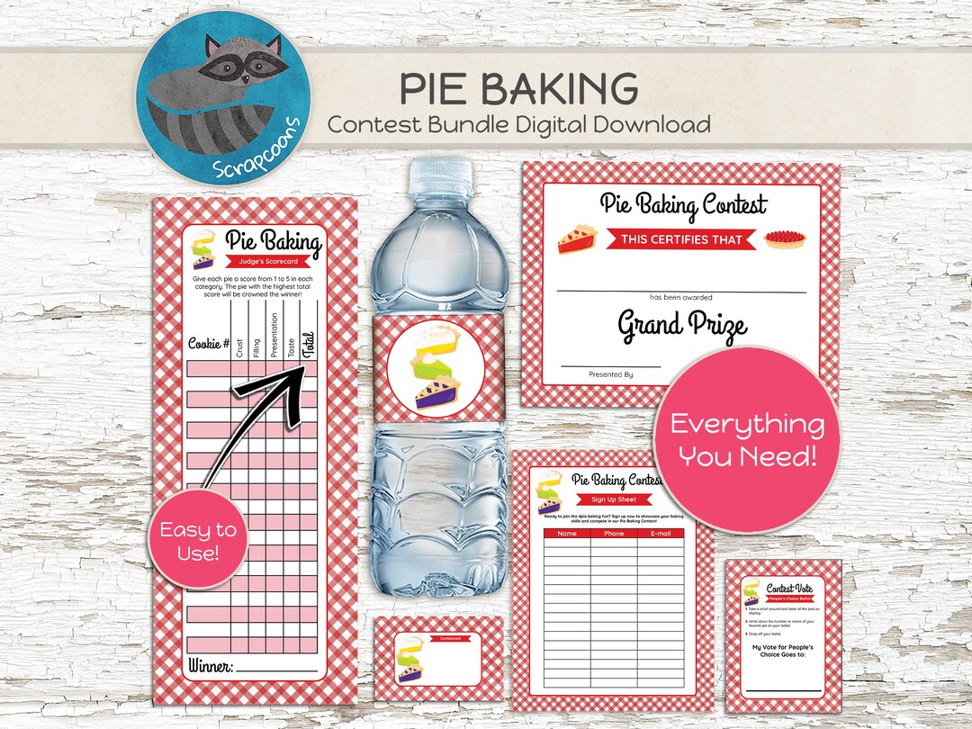 Pie Baking Contest Bundle, Sign up Sheet, Voting Ballot, Judge's Score ...