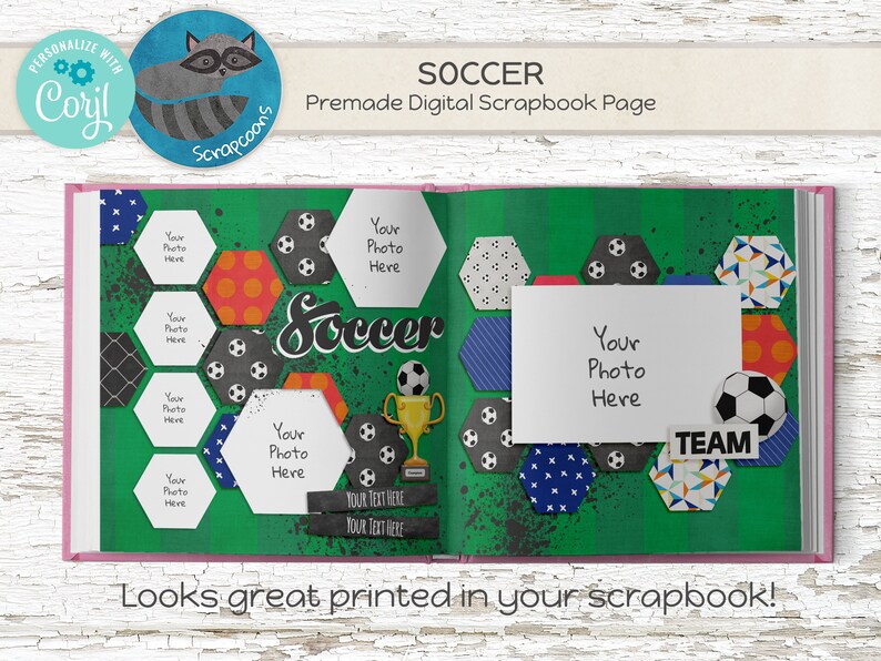 Easy Soccer Scrapbook Layout - Digital Quick Page Design - Etsy