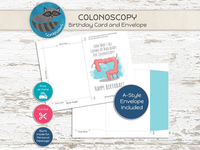 Colonoscopy Birthday Card - Printable Card With Envelope - Etsy