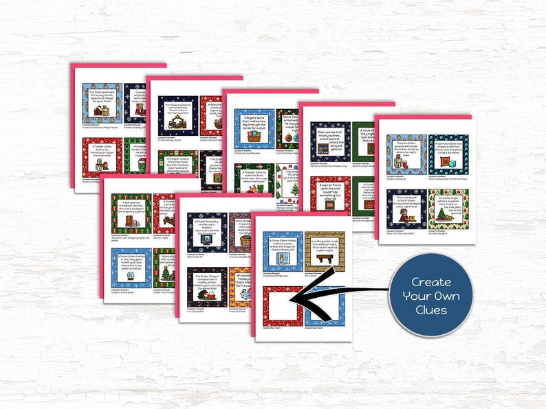 Christmas Pixel Miner Scavenger Hunt Cards: Printable Rhyming Clues for ...