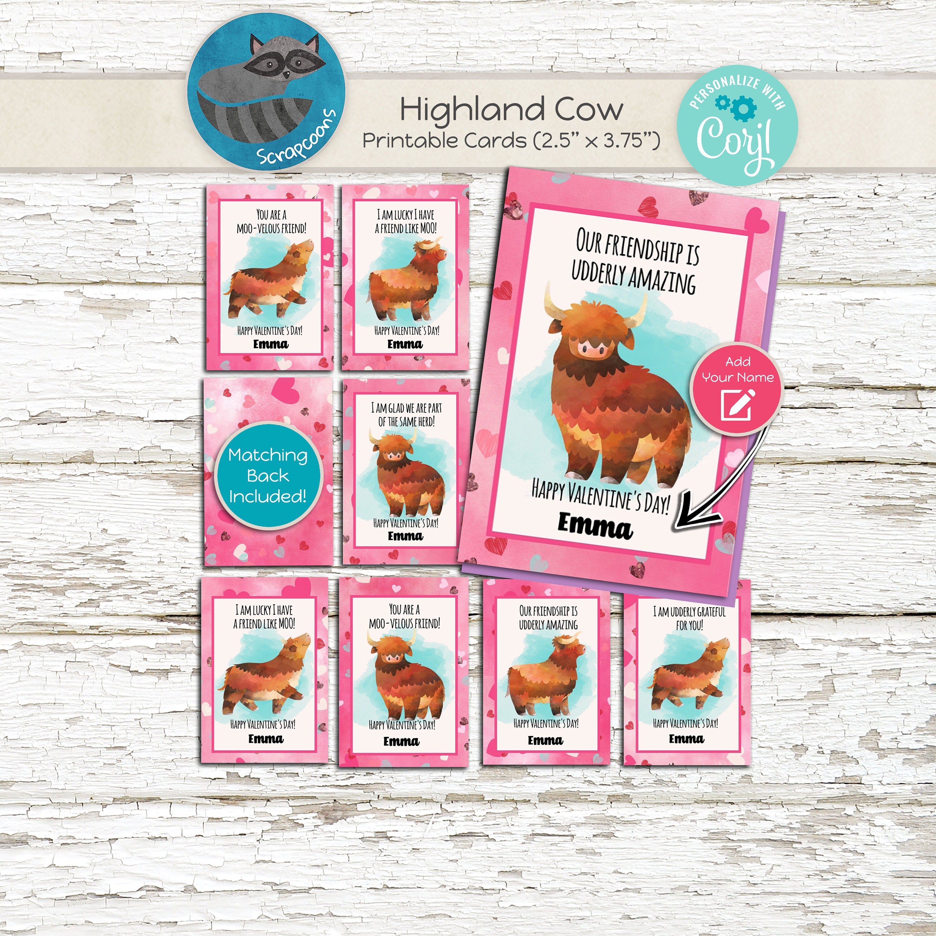 Adorable Highland Cow Valentine's Day Card Printable - Etsy