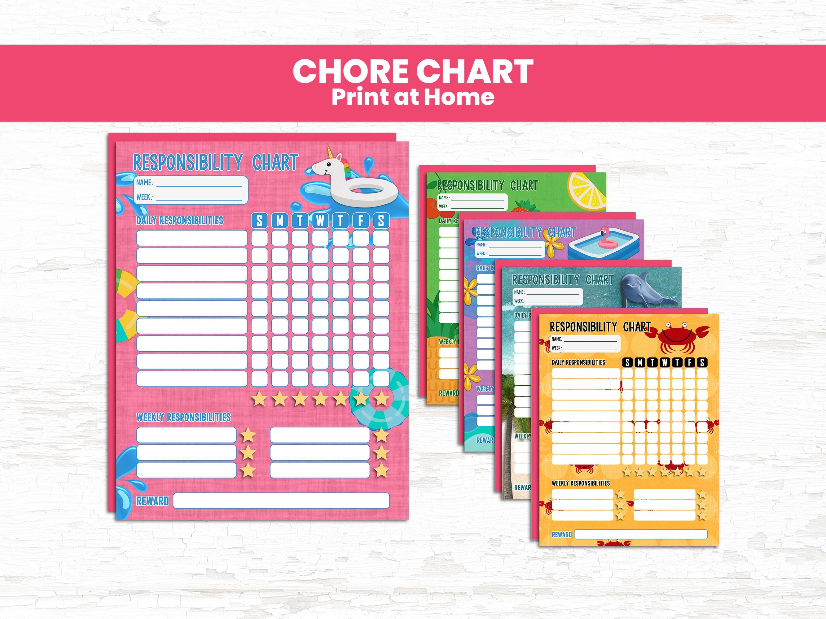 Summer Chore Chart for Kids – Printable Responsibility Chart - Etsy