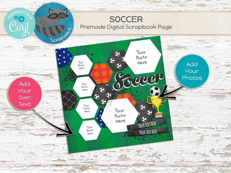 Easy Soccer Scrapbook Layout Digital Quick Page Design - Etsy