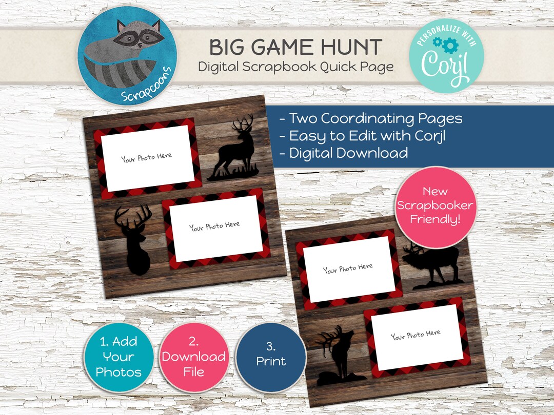 Hunting Photo Scrapbook Double Page Layout - Etsy