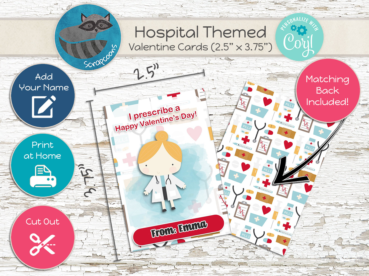 Hospital Valentine's Day Cards Print at Home Digital Download ...