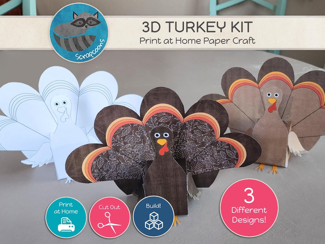 Fun Thanksgiving Activity - Printable 3D Turkey Craft for Kids ...
