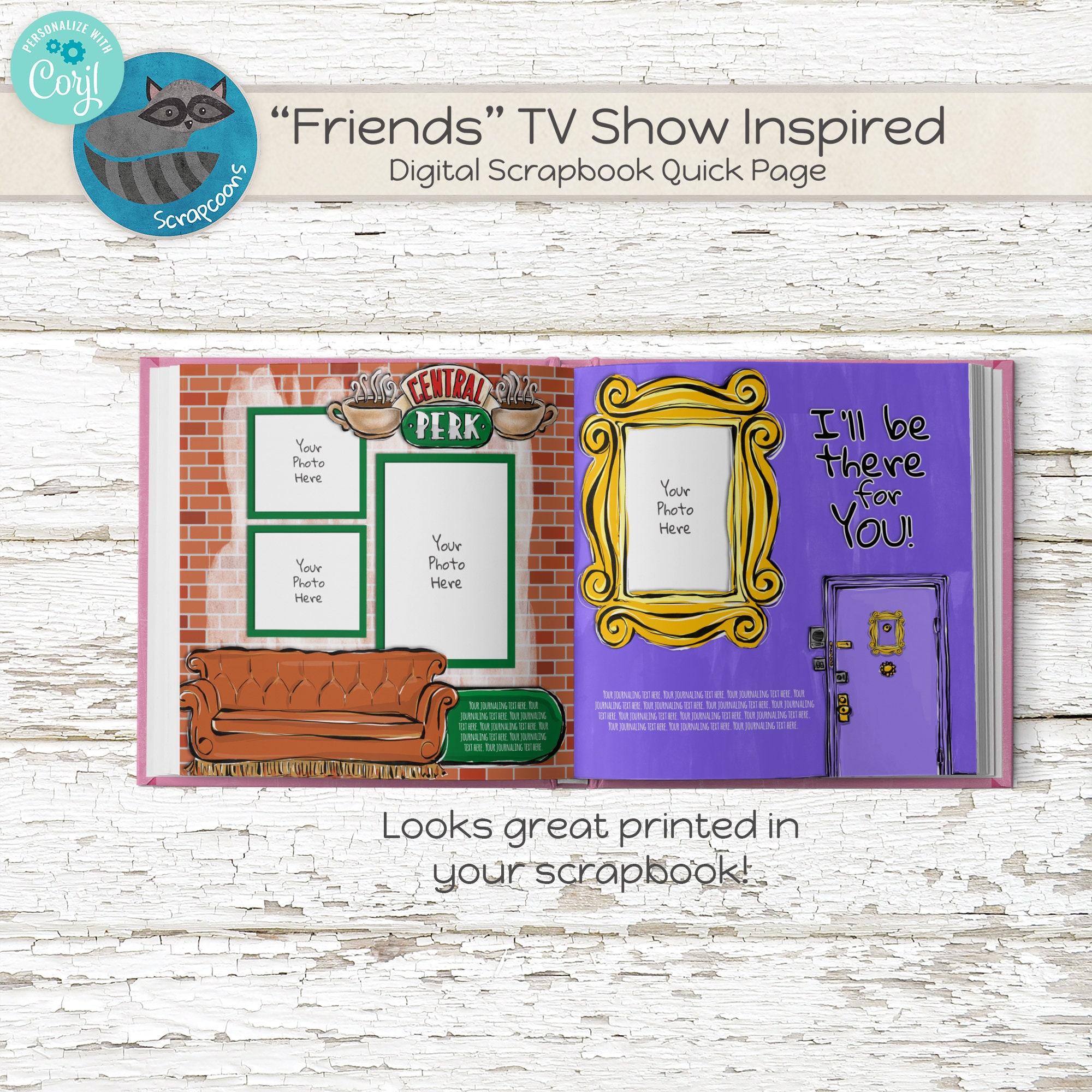 Friends TV Show Digital Download Scrapbook Quick Page, 12x12 Customize ...