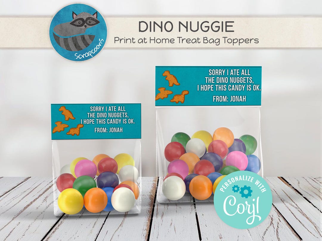 Dino Nugget Treat Bag Toppers for Class Party - Etsy