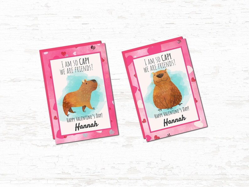 Capybara Valentine’s Day Card, Printable Instant Download, Funny Animal ...