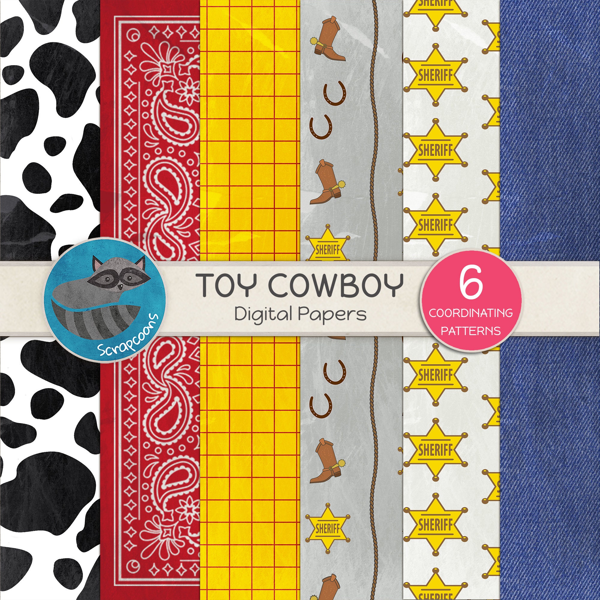 Cowboy Western Digital Paper Pack - Etsy