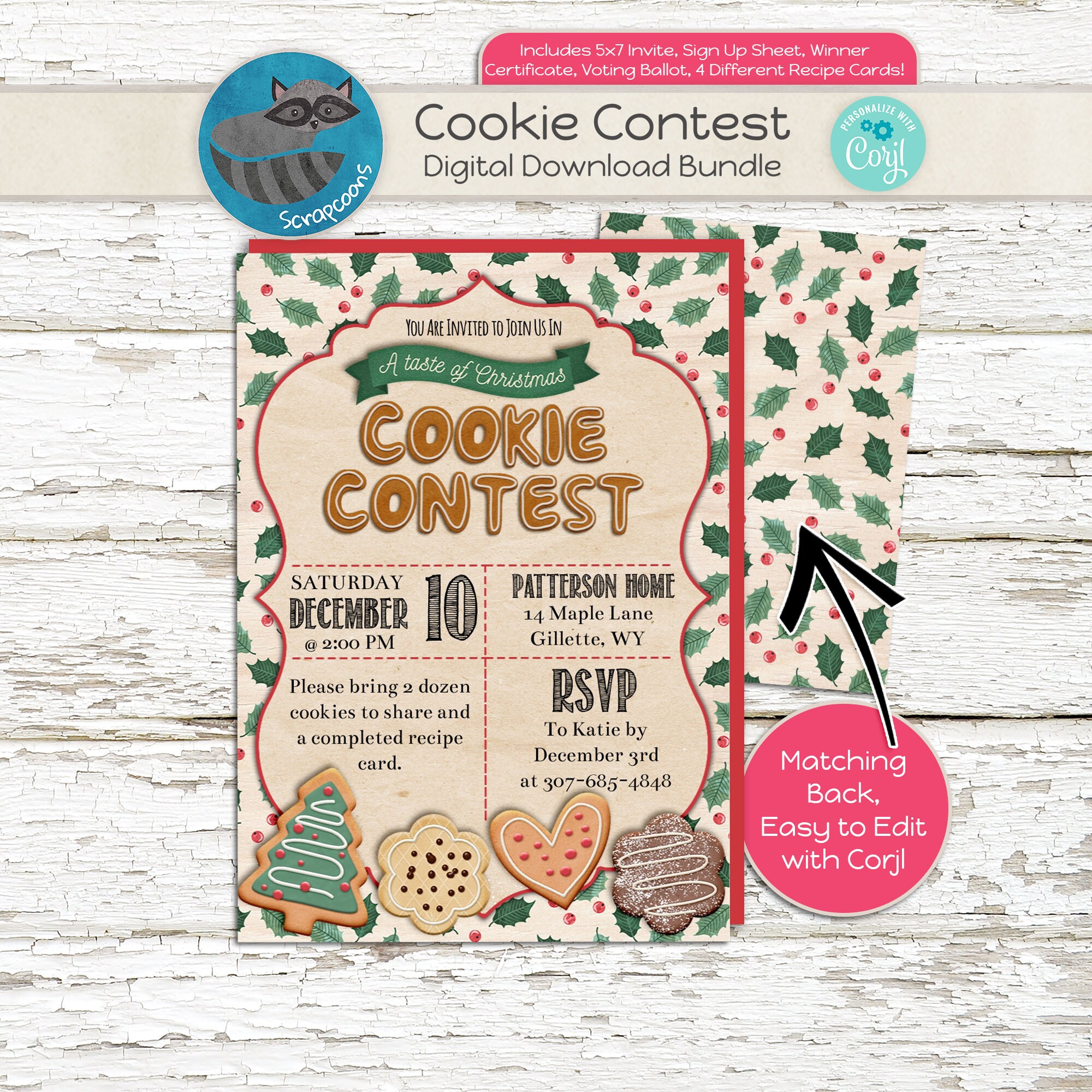 Christmas Cookie Decorating Contest Printable: Invite, Recipe Cards ...