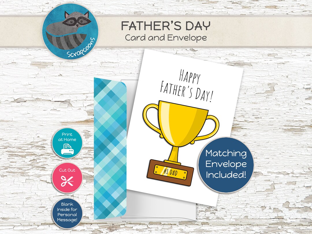 Father Day Number One Dad Printable Card DIY Instant Download - Etsy