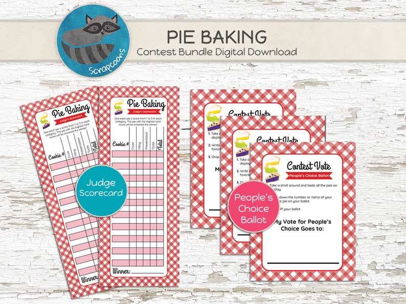 Pie Baking Contest Bundle, Sign up Sheet, Voting Ballot, Judge's Score ...