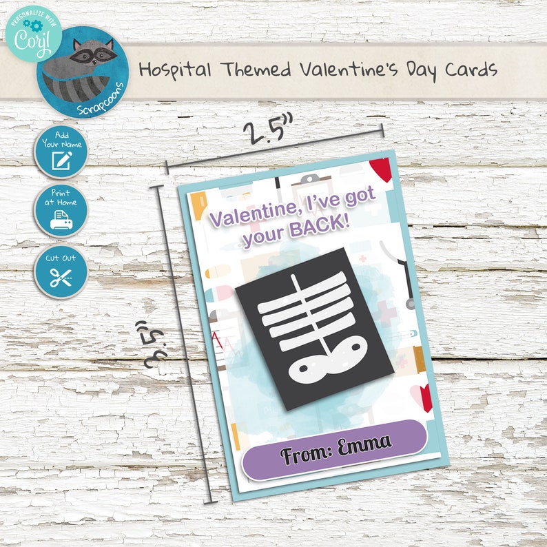 Hospital Valentine's Day Cards Print at Home Digital - Etsy