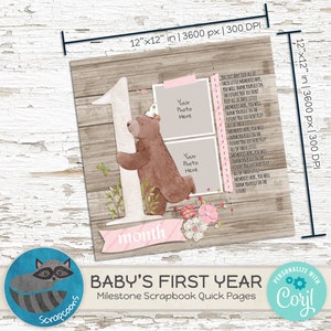 Baby First Year Scrapbook Pages Set – Monthly Templates for Easy DIY - Etsy