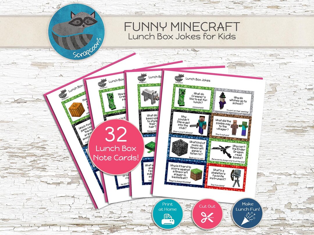 Funny Little Miner's Lunchbox Joke Cards for Minecraft Fans - Etsy