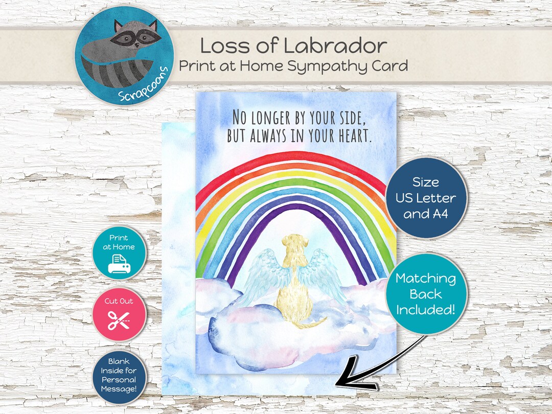 Loss of a Dog, Yellow Labrador Retriever Print at Home Card - Etsy