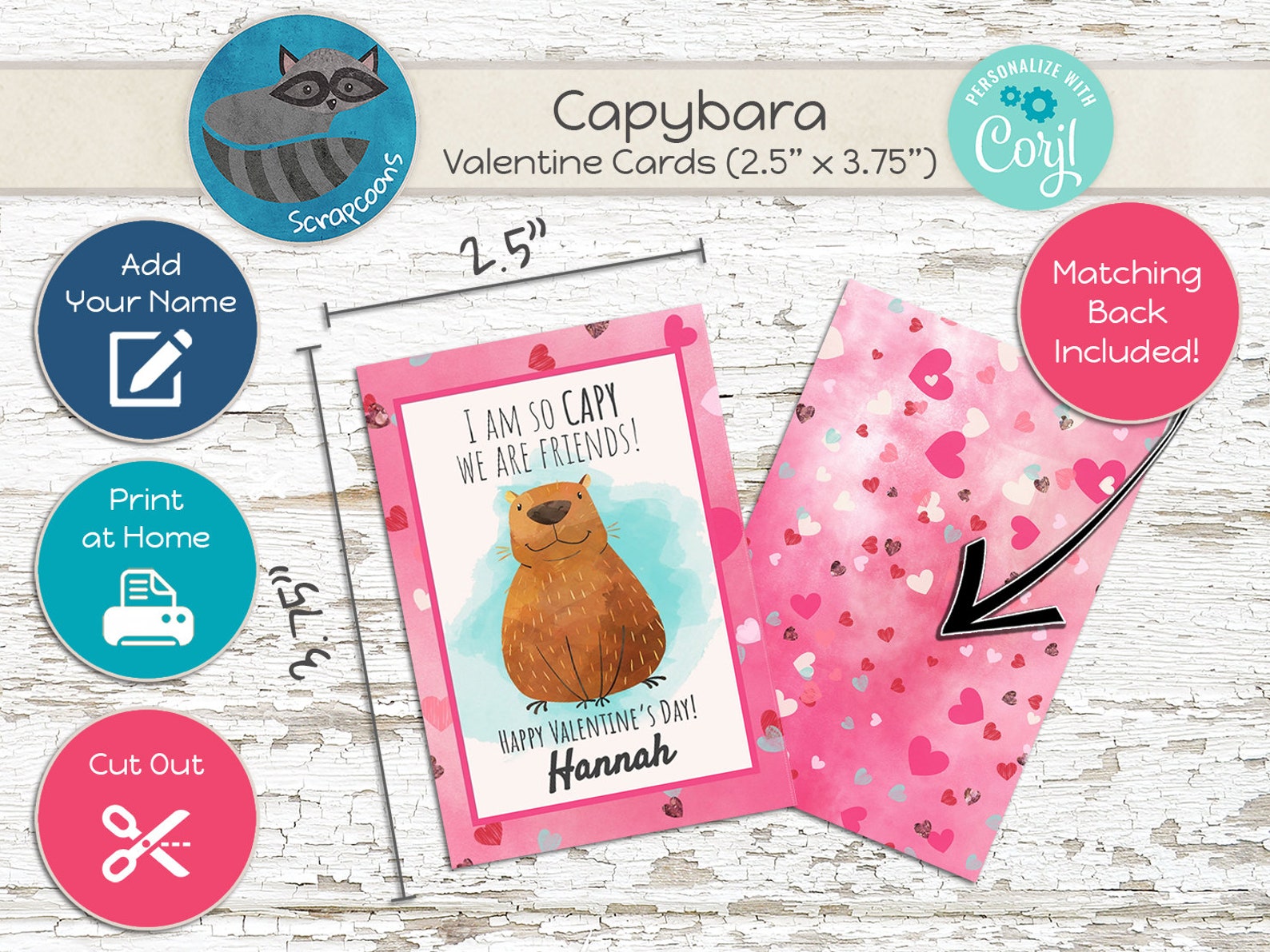 Capybara Valentine's Day Card Printable - Etsy