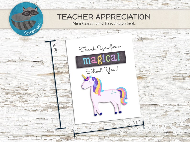 Teacher Appreciation Card Magical Unicorn School Year Thank You - Etsy