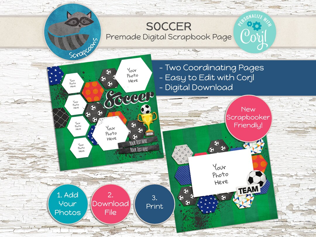 Easy Soccer Scrapbook Layout - Digital Quick Page Design - Etsy