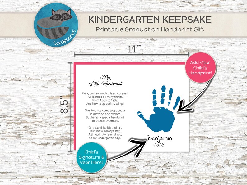 Kindergarten Graduation Handprint Keepsake, End of Year Gift From Child ...
