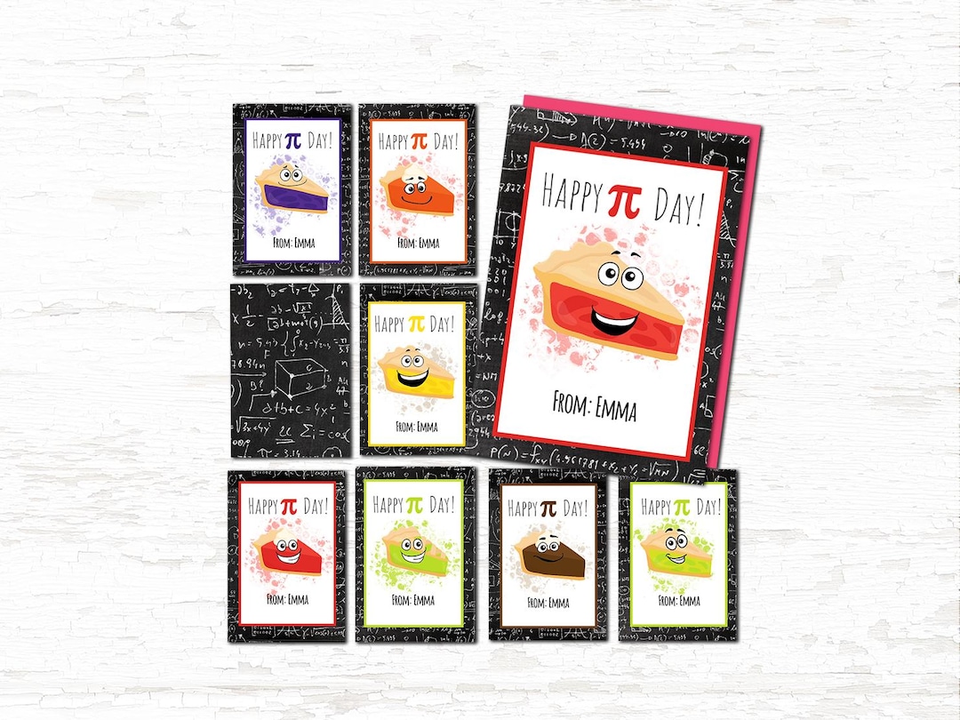 Pi Day Cards Printable: Funny Math Class Treat Tags 8 Designs - Etsy