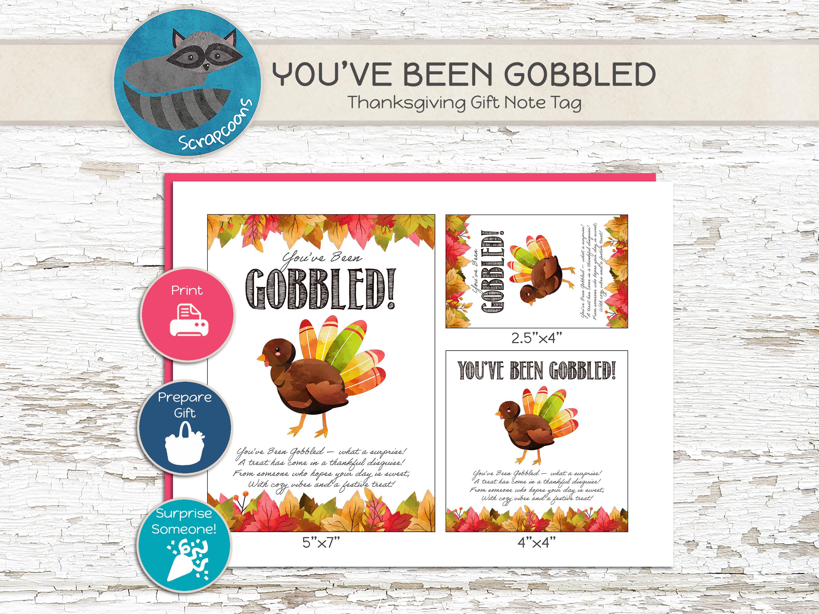 You’ve Been Gobbled Printable | Thanksgiving Treat Tags - Etsy