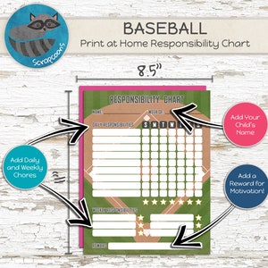 Baseball Chore Chart for Kids: Editable Daily Routine PDF Tracker - Etsy