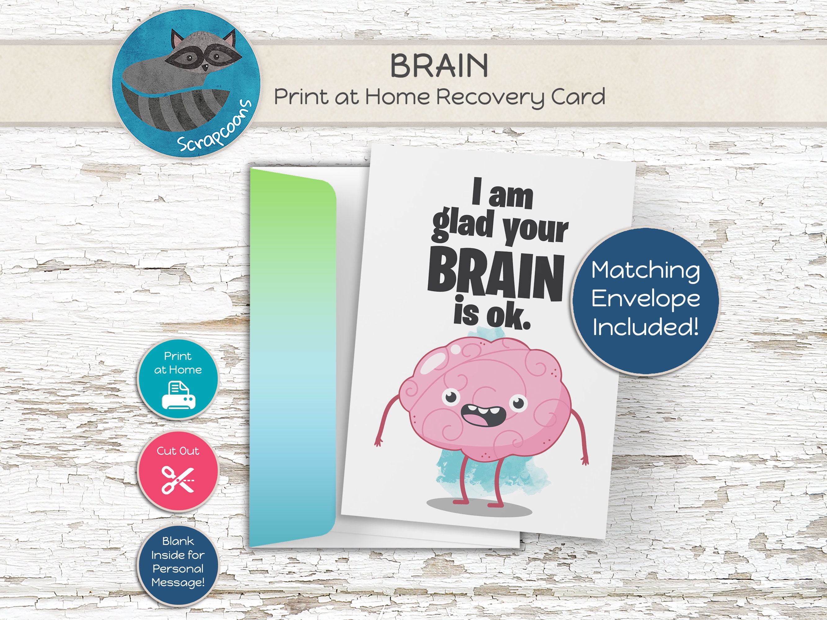 Brain Injury, Card and Envelope Printable - Etsy