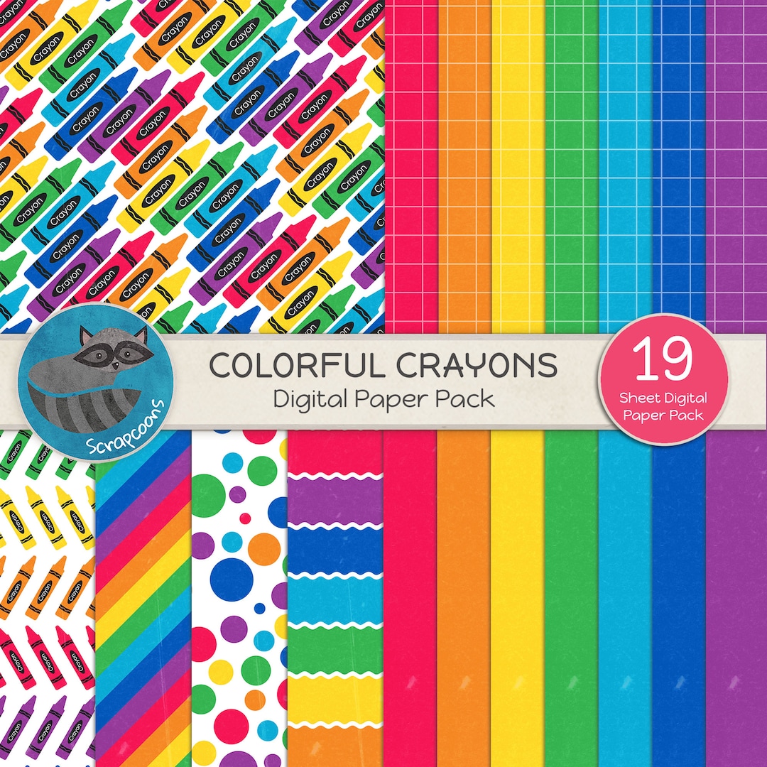 Crayon Digital Paper Pack Perfect for Back to School Projects - Etsy