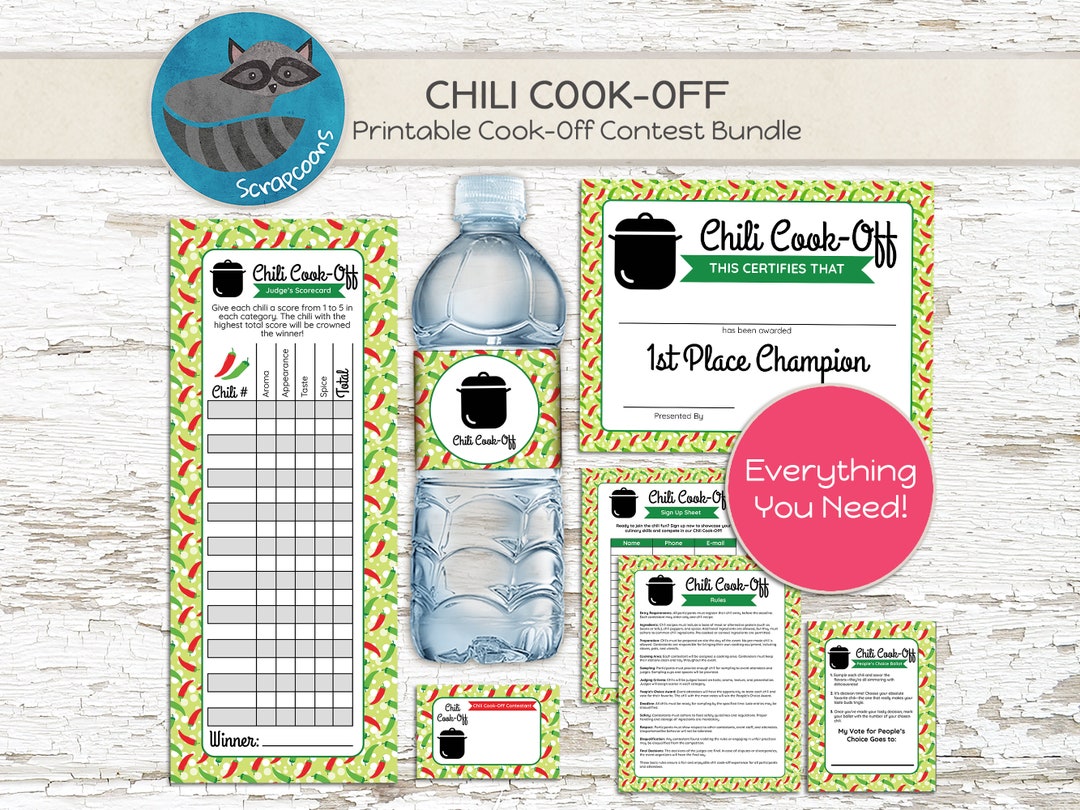 Chili Cook-off Printable Bundle, Sign up Sheet, Voting Ballots, Judge's ...