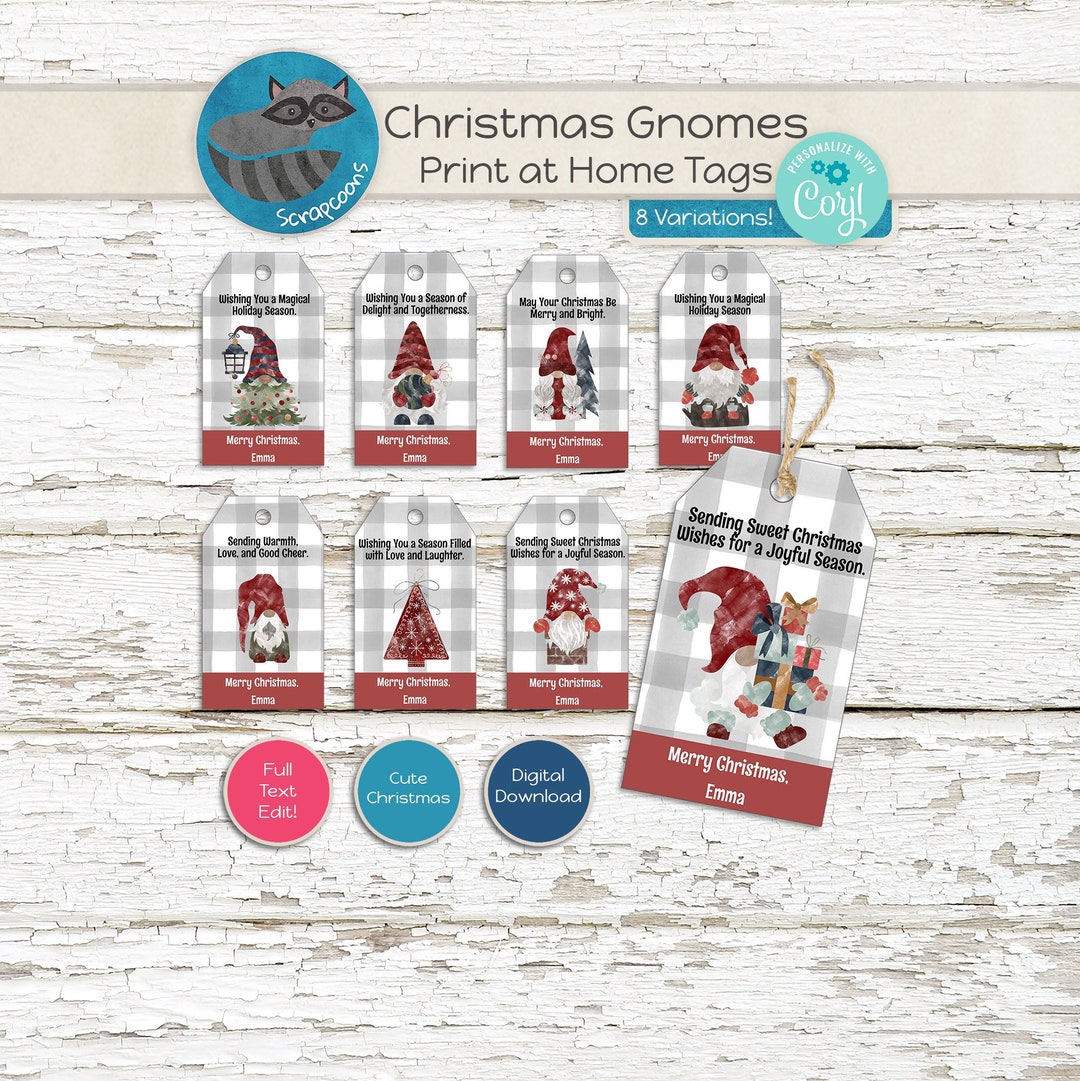 Christmas Gnomes Gift Tag, Christmas Personalized Favor Tag - Etsy