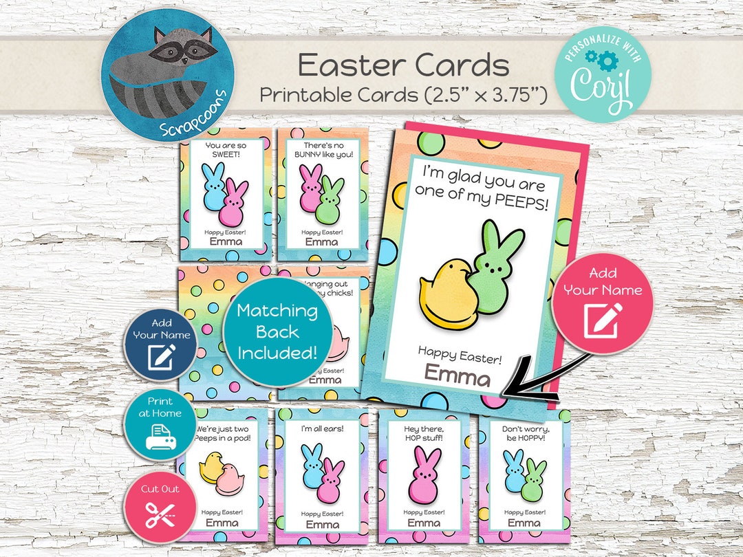 Peep Easter Cards: Bunny & Chicks | Printable Digital Download - Etsy