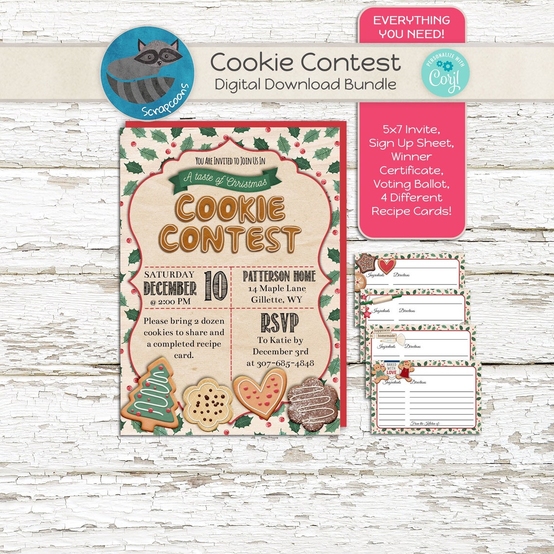 Christmas Cookie Decorating Contest Essentials: Invite, Recipe Cards ...