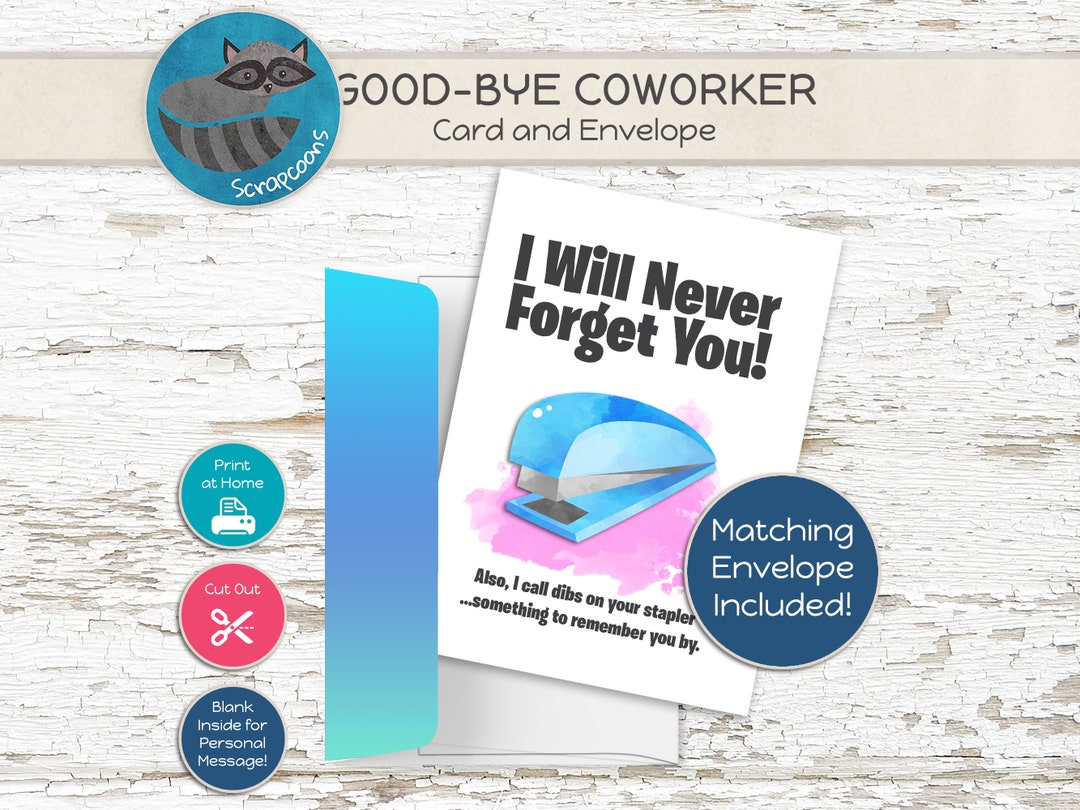 Goodbye Coworker Card With Envelope Printable - Etsy