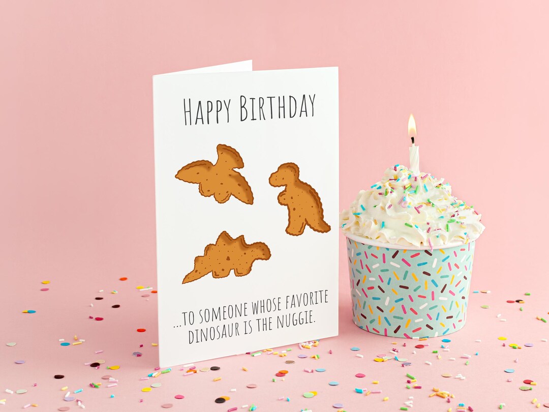 Funny Dino Nuggie Birthday Card | Printable 5x7 Download With Envelope ...