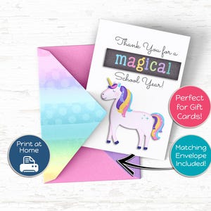 Teacher Appreciation Card Magical Unicorn School Year Thank You - Etsy